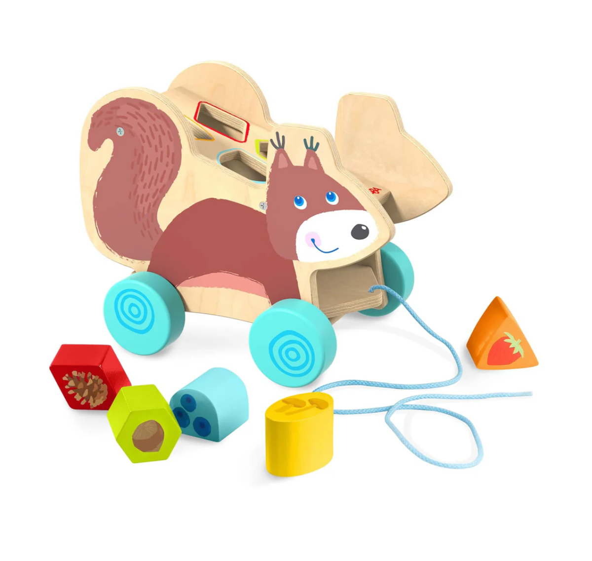 Squirrel Pull Along Toy Sorting Box by HABA – Kazka Toys