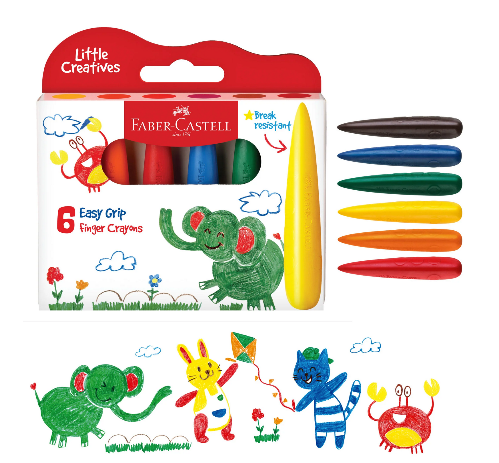 Little Creatives 6 Easy Grip Finger Crayons by Faber-Castell – Kazka Toys