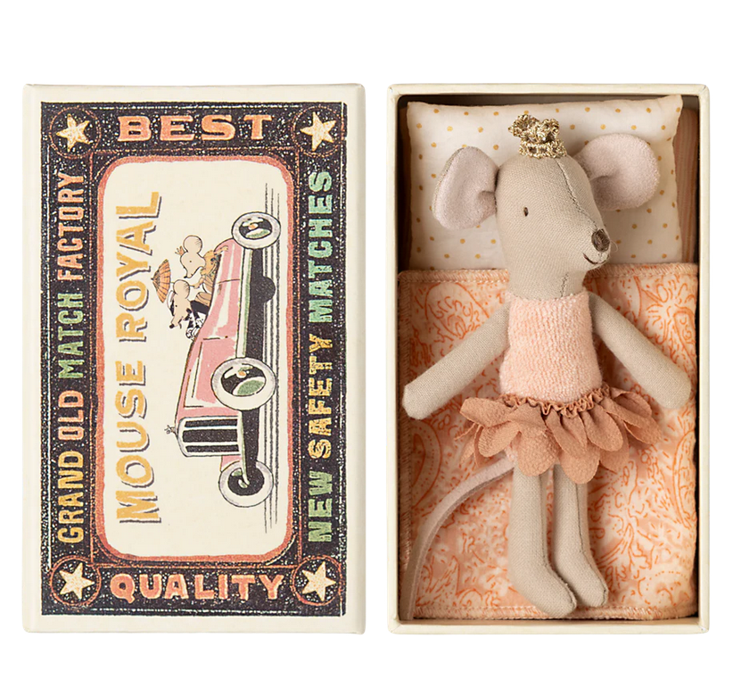 COMING SOON! Maileg Princess mouse, Little sister in matchbox – Kazka Toys